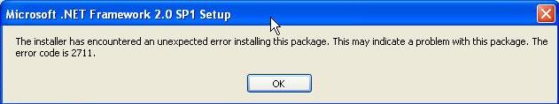 Error 2711: The installer has encountered an unexpected error installing this package. This may ...