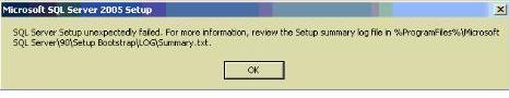SQL Server Setup unexpectedly failed. For more information, review the ...