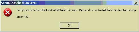 Error 432: Setup has detected that unInstallShield is in use. Please ...