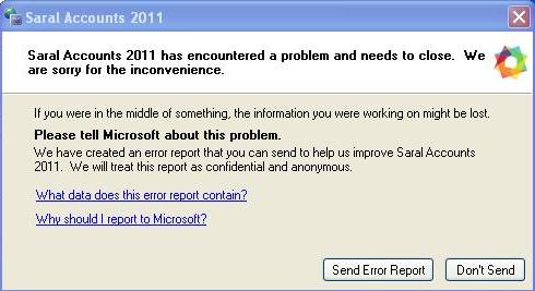 Saral Accounts has encountered a problem and needs to close. We are ...
