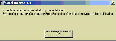 Exception occurred while initializing the installation. System ...