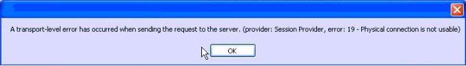 Error 19: A transport-level error has occurred when sending the request to the server. (Provider ...