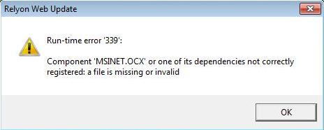 Run time error ‘339’: Component ‘MSINET.OCX’ or one of its dependencies not correctly registered ...