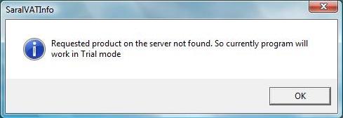 Requested product on the server not found. So currently program will ...