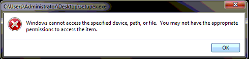 Windows cannot access the specified device, path or file. You may not ...
