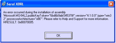 An error has occured during the installation of assembly. – Relyon Softech