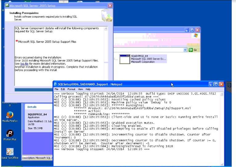 Error Occurred During Installation Error 1618 Installing Microsoft SQL